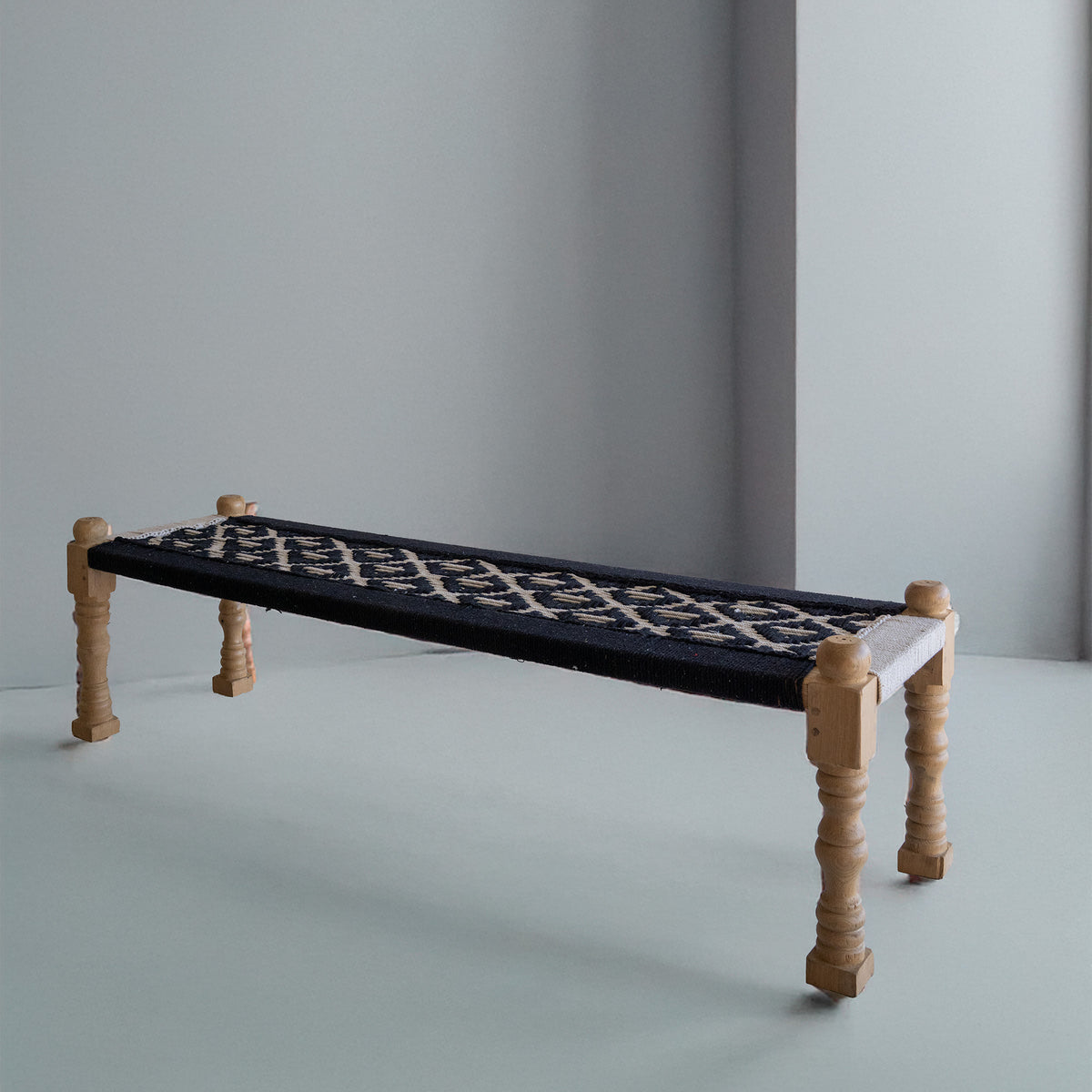 Tribal Woven Bench in black and Jute (Queen) – Sugar Apple
